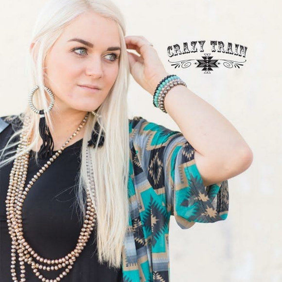 Crazy Train | Sweaters | Turquoise Southwestern Print Duster | Poshmark